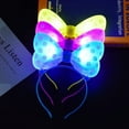 LED Lights Polka Dot Bow Headband Plastic Light up Blinking Rave Ribbon ...