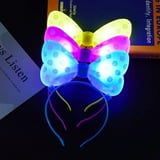 LED Lights Polka Dot Bow Headband Plastic Light up Blinking Rave Ribbon ...