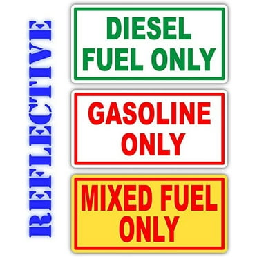 6 Pack | Reflective Mixed Fuel Only, Gasoline Only, Diesel Only, Fuel ...