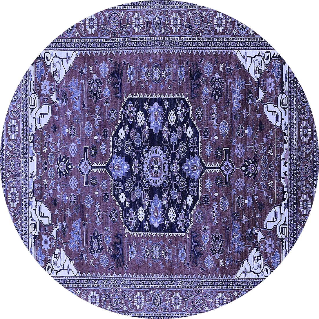 Ahgly Company Indoor Round Persian Blue Traditional Area Rugs, 5' Round ...