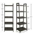 Fionafurn Ladder Bookshelf, 5 Tier Wood Storage Shelves, Brown Open ...