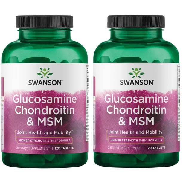 Swanson Glucosamine Chondroitin & Msm - Higher Strength 120 Tabs 2 Pack ...