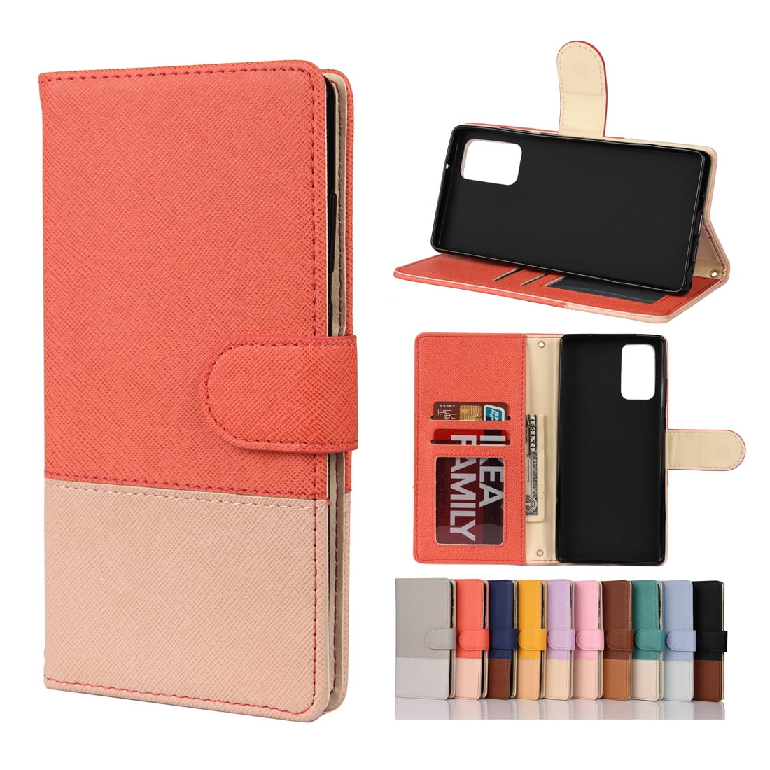 Color Splicing Horizontal Flip Leather Case with Holder & Card Slots ...
