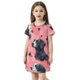 BZSMCE Short Sleeve dress Dress Casual Cotton Dresses-Pink Dog Splash ...