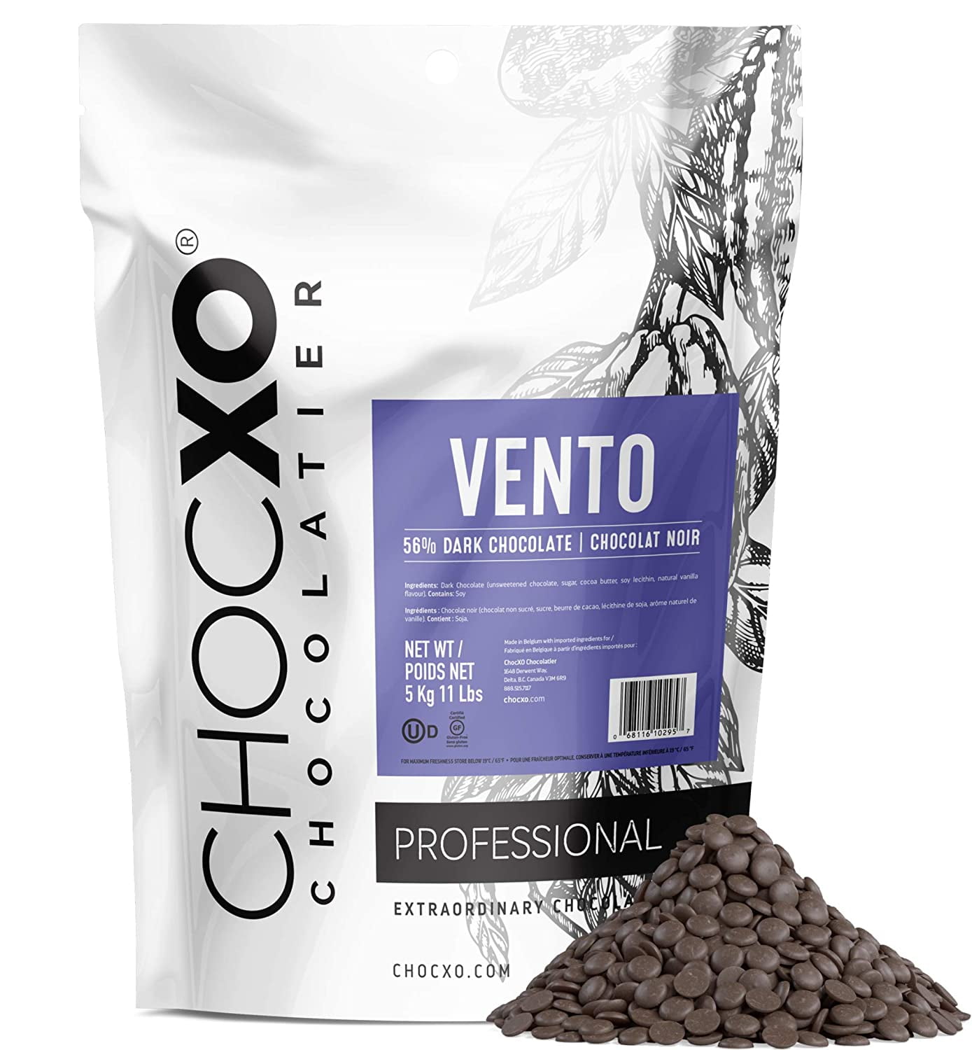 ChocXO PRO Vento 56% Dark Chocolate Couverture | Belgian Semisweet ...