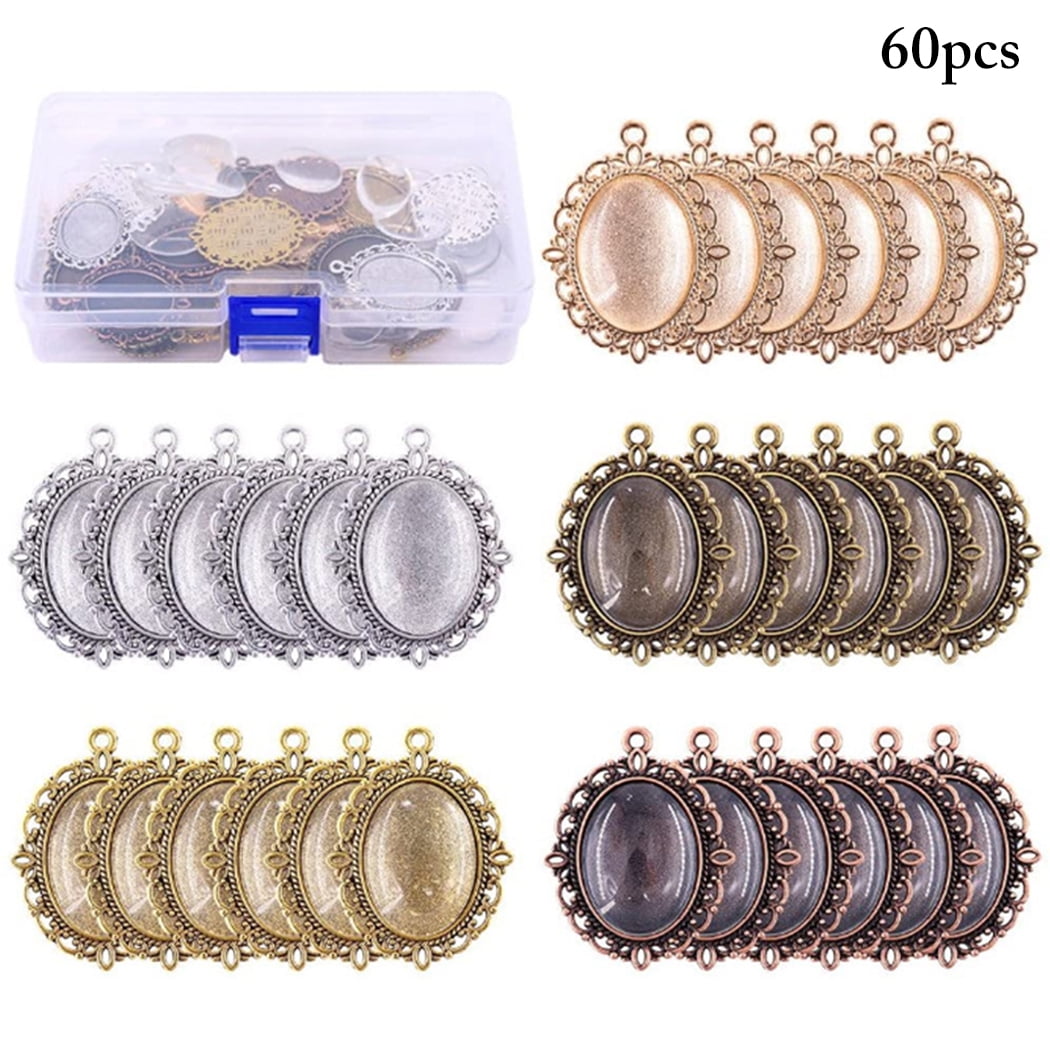 Click here for Nobrand 60pcs Bezel Tray Set Metal Pendant Tray Ca... prices