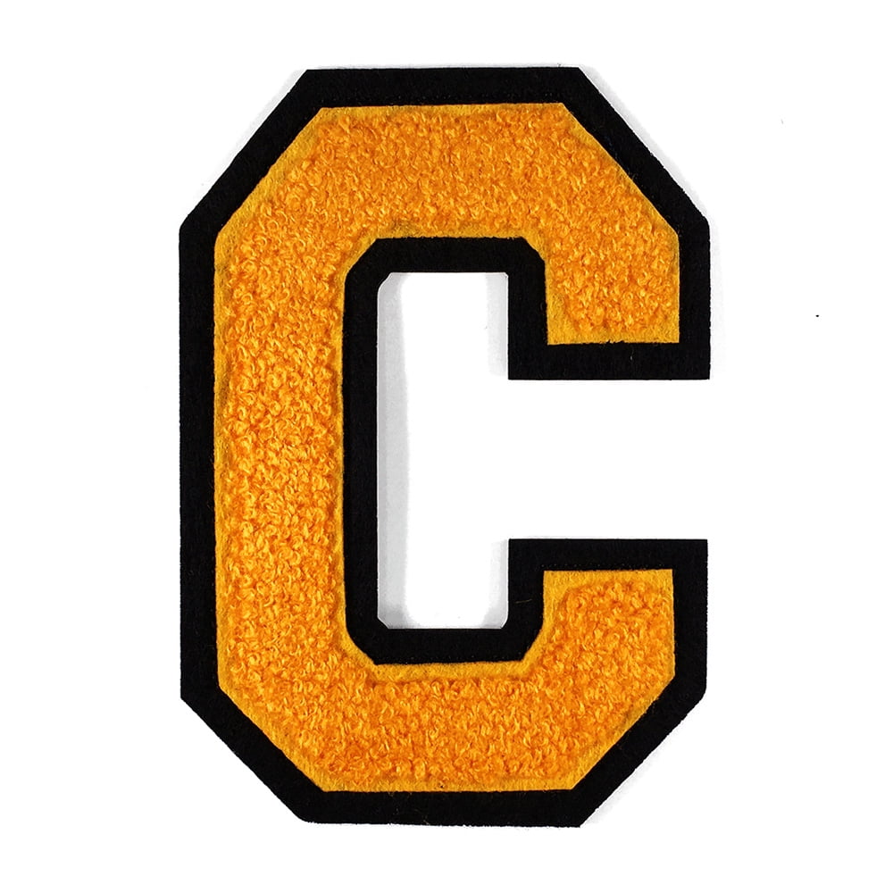 Chenille Stitch Varsity Iron-On Patch by pc, 4-1/2", Golden Yellow ...