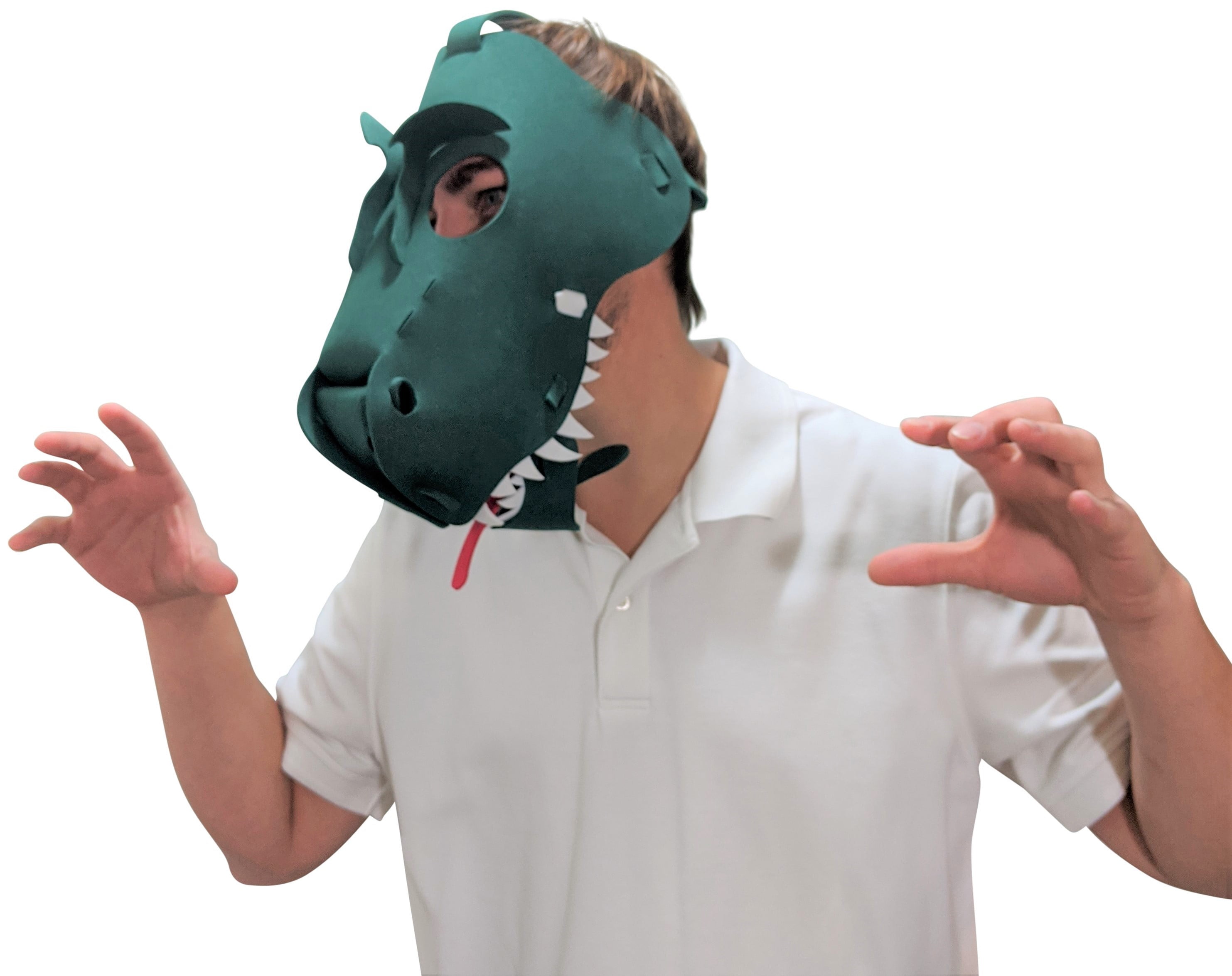 T Rex Dinosaur Mask - Green White - Go Fun Face Masks - Perfect for ...