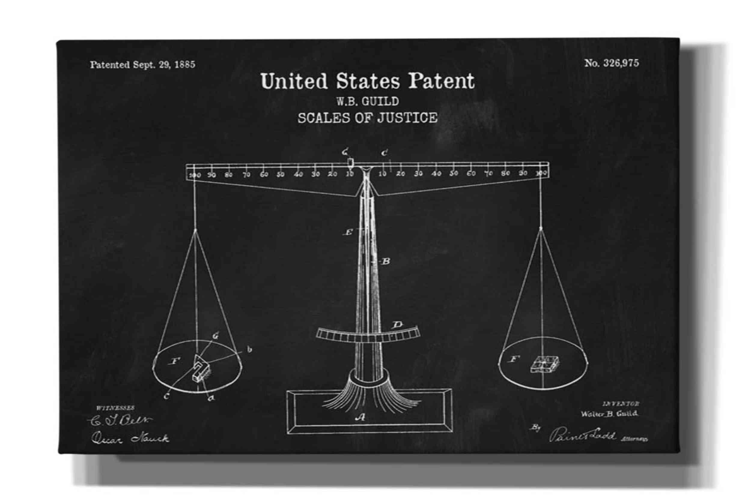Epic Graffiti "Scales of Justice Blueprint Patent Chalkboard" Giclee ...