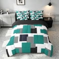 Manfei Modern Geometric Block King Bedding, Abstract Square Art King ...
