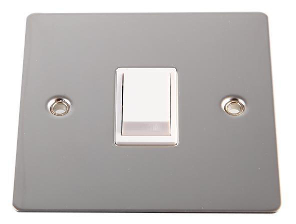 VOLEX 1 Gang 2 Way Light Switch Polished Stainless Steel/White Insert ...