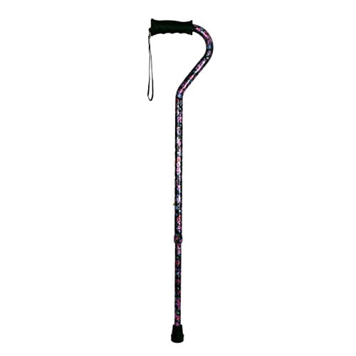 Carex Ergo Offset Adjustable Walking Cane, Black Flower, 1 Ea - Walmart.com
