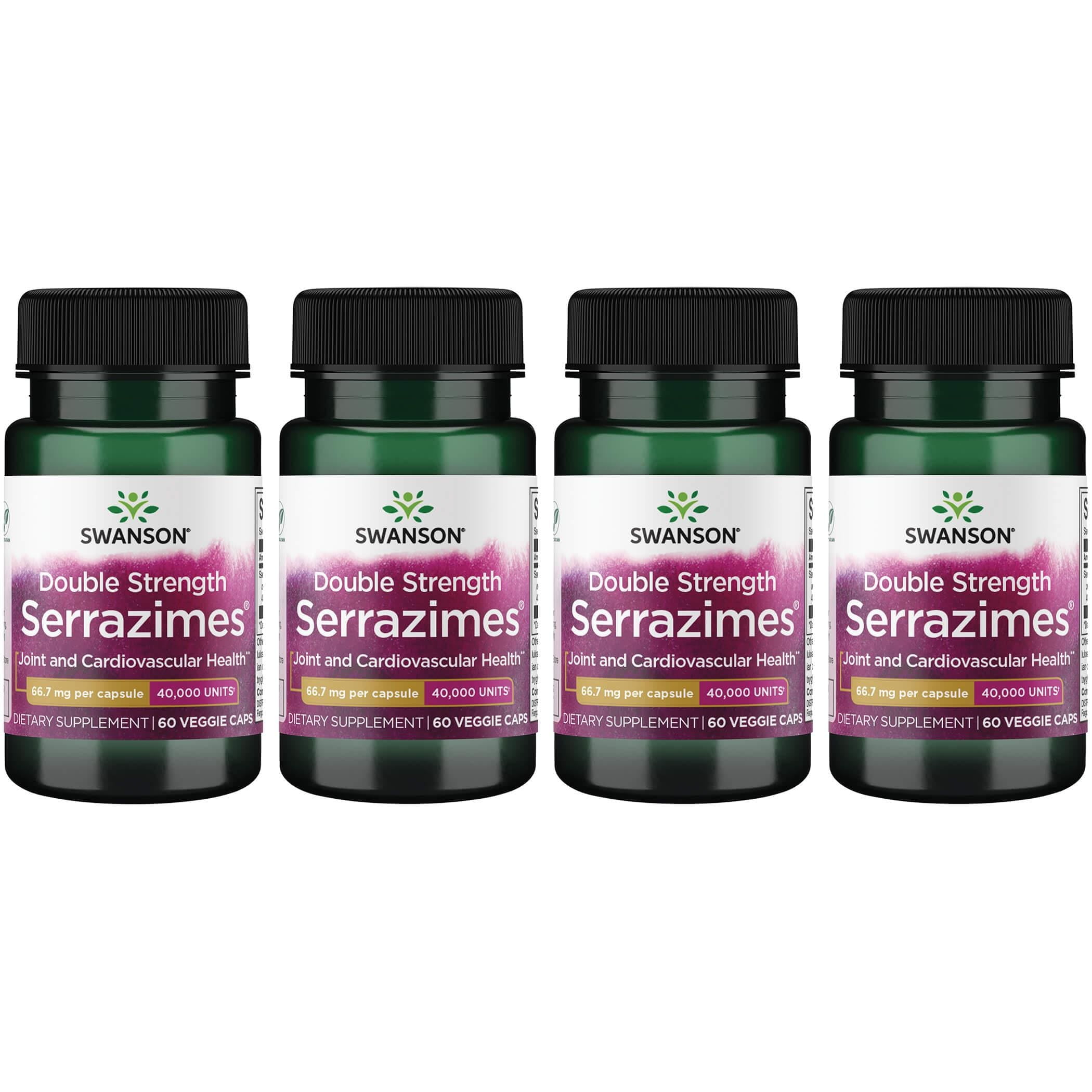 Swanson Double Strength Serrazimes - 40,000 Units 66.7 mg 60 Veg Caps 4 ...