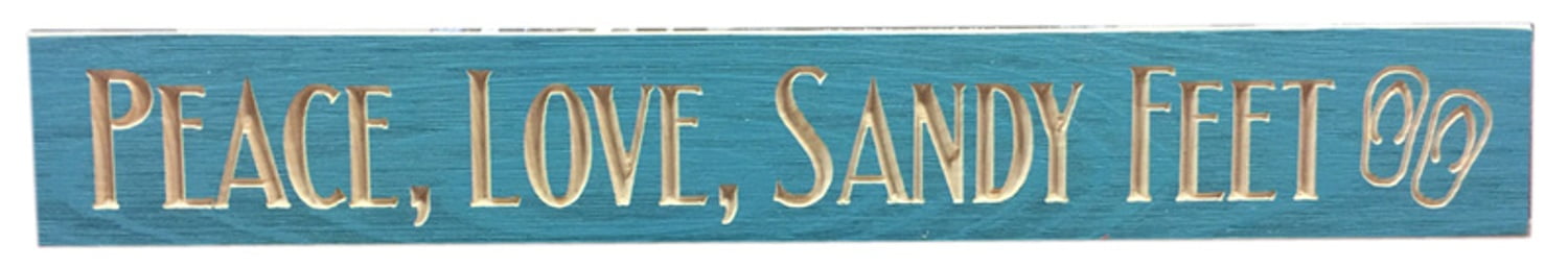 Peace Love Sandy Feet Routed Carved Barnwood Sign Wall Plaque 24 Inches ...