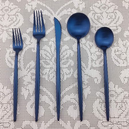 20-Pieces Matte Blue Flatware Set - Elegant Modern Luxury Design for ...