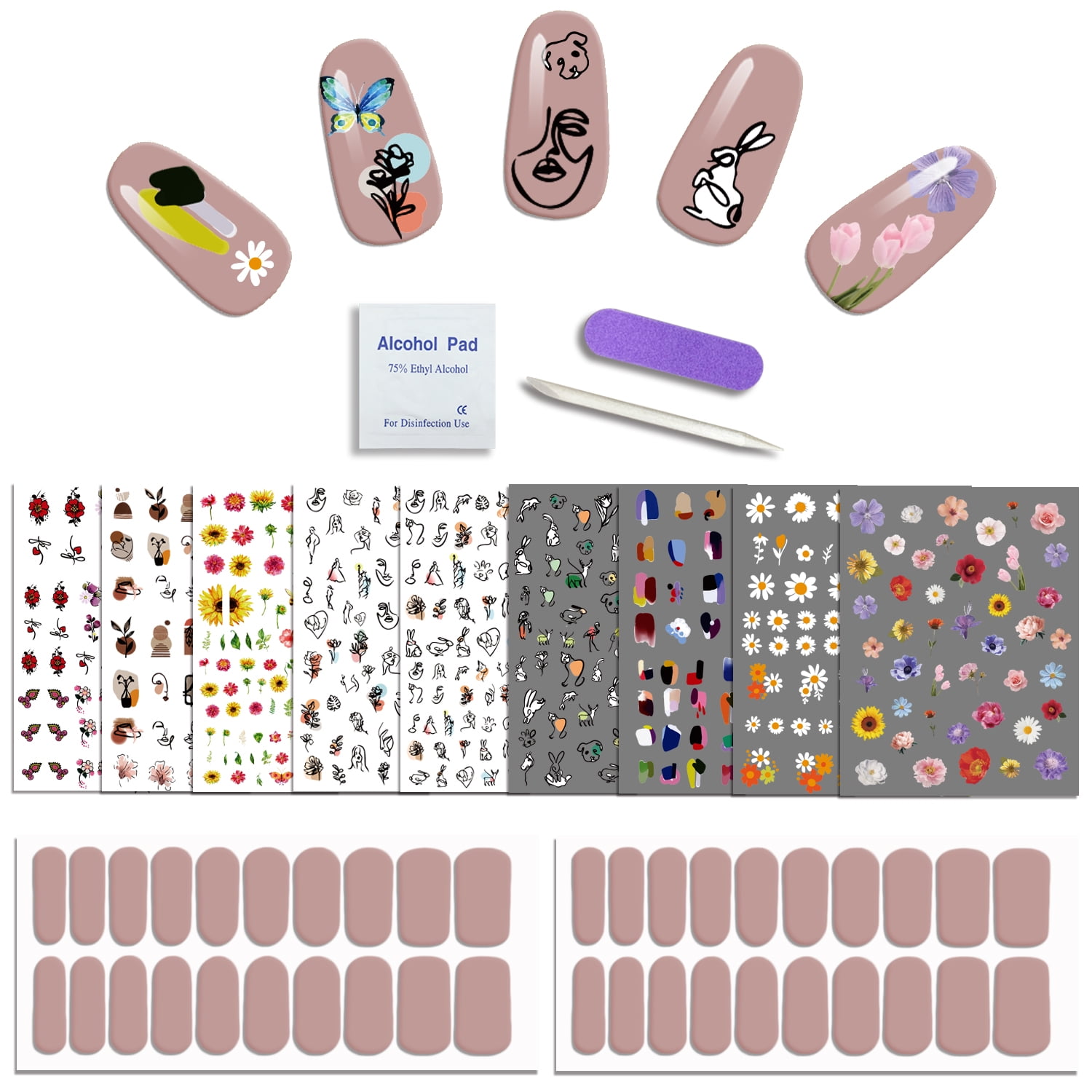 Yazhiji Tea Color Adhesive Press On Nail Polish Stickers Nail Stripsand ...