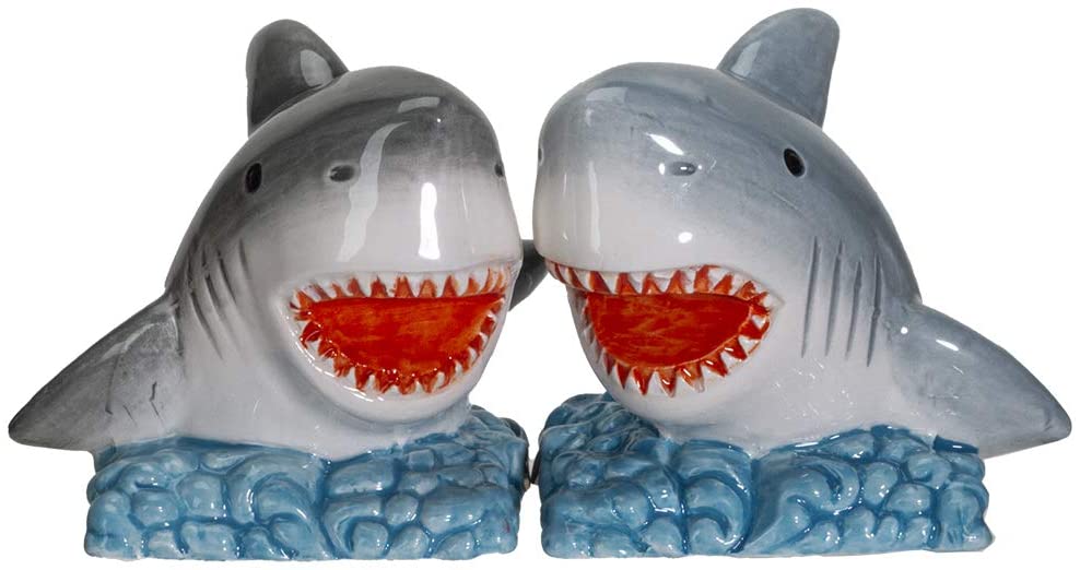 Ceramic Nautical Ocean Great White Sharks Salt And Pepper Shakers ...