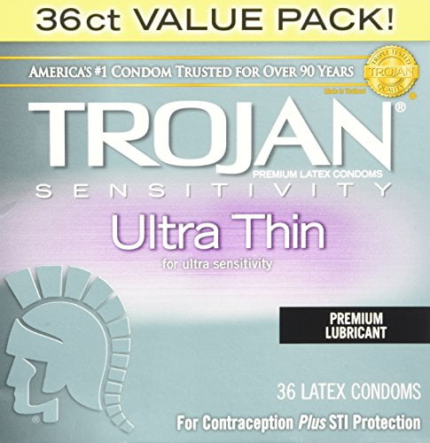 Trojan Sensitivity Ultra Thin Premium Lubricated Latex Condoms 36 Ct Value Pack