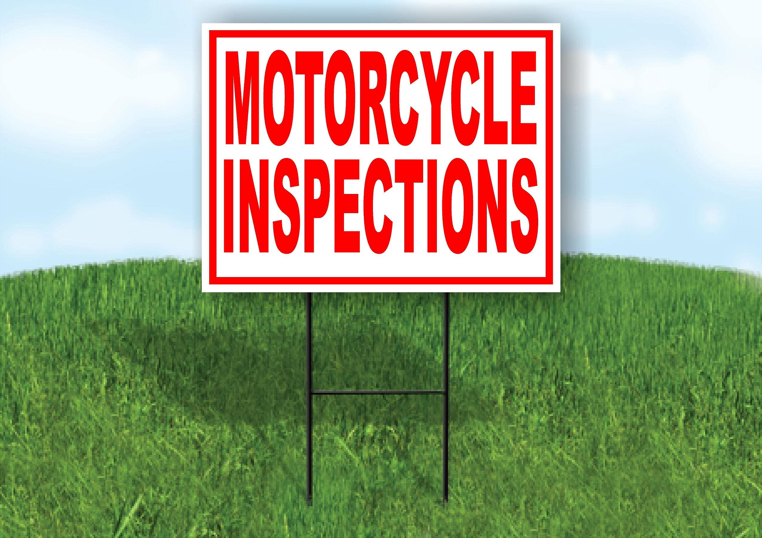 Double Sided Sign Motorcycle INSPECTIONS RED White Yard Sign Road Sign ...