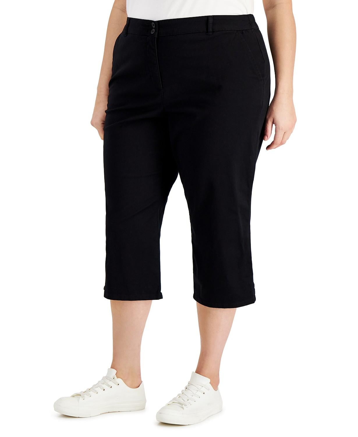 Womens Plus Size Comfort-Waist Capri Pants, Black, Size 20W - Walmart.com