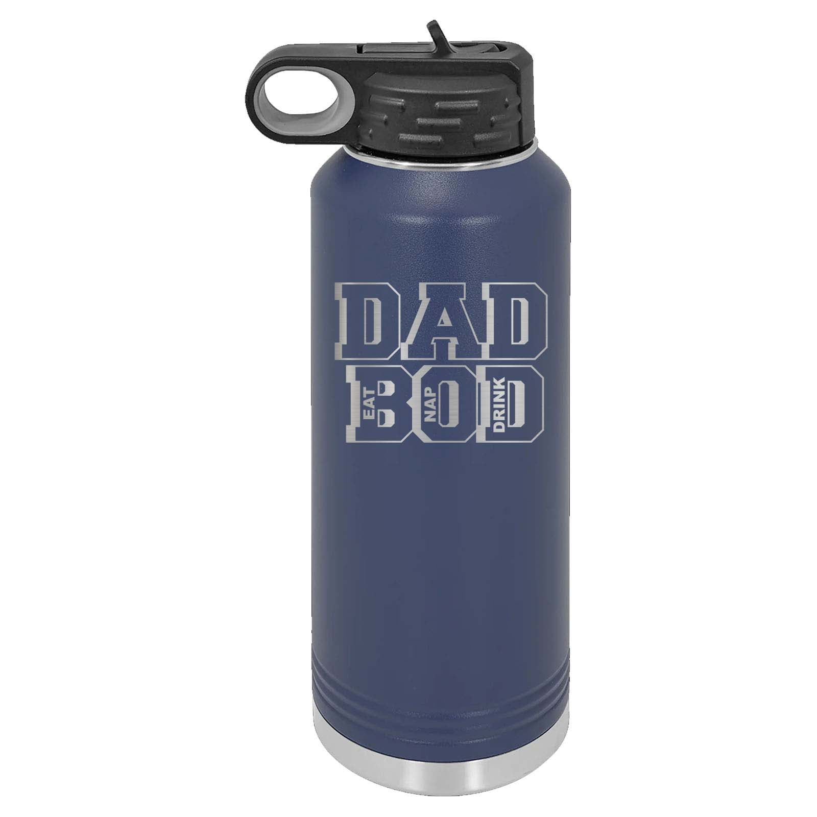 Mato & Hash 32oz Dad Bod Laser Engraved Water Bottle Navy LASLWB211 Dad ...