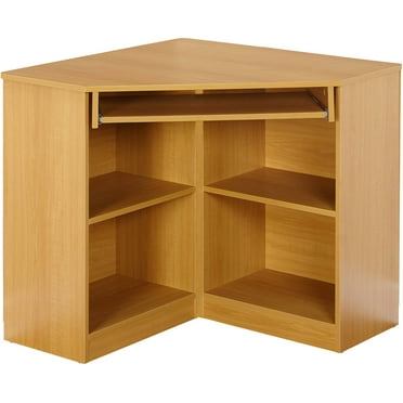 TMS Connection Computer Writing Desk, Natural with Black Metal Legs ...