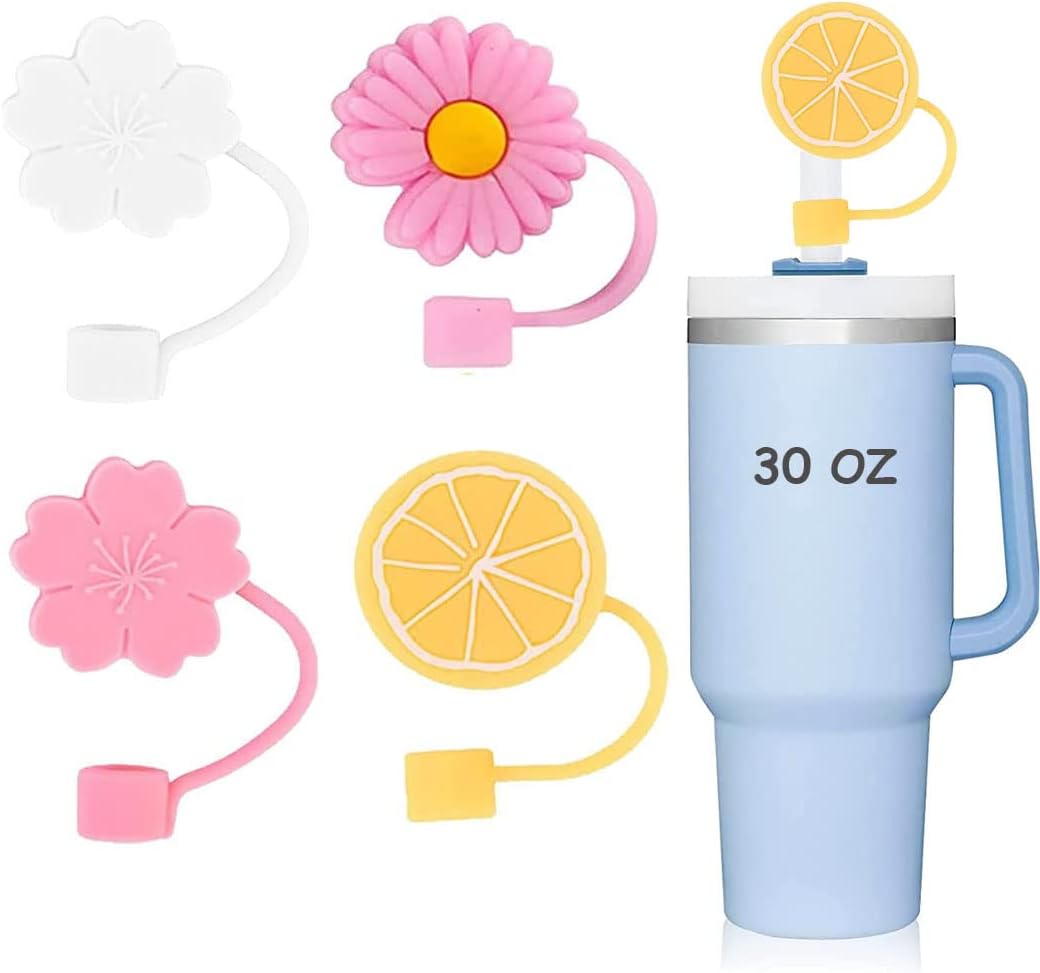 4Pcs Straw Covers Cap,Silicone Straw Tips Covers for Tumblers, Straw ...