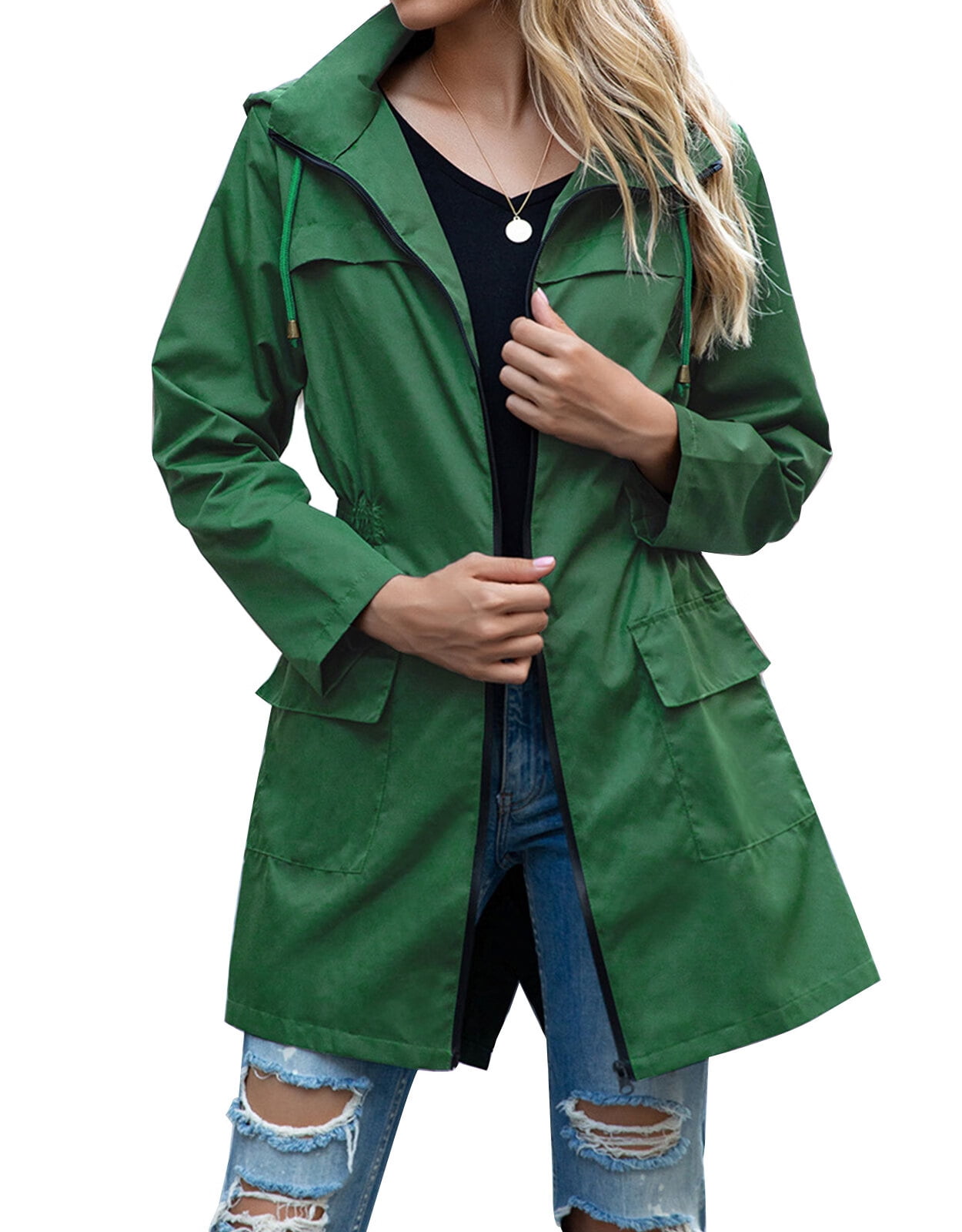 Waterproof Rain Jacket for Women Lightweight Raincoats Hooded Rain Coat ...