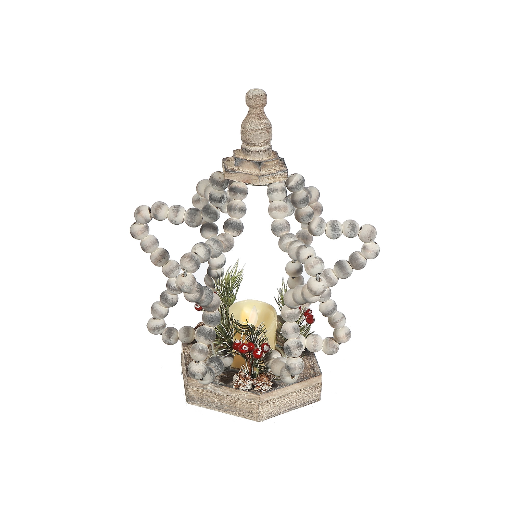 Click here for Ih Casadécor Led Wood Beaded Star Open Lantern prices