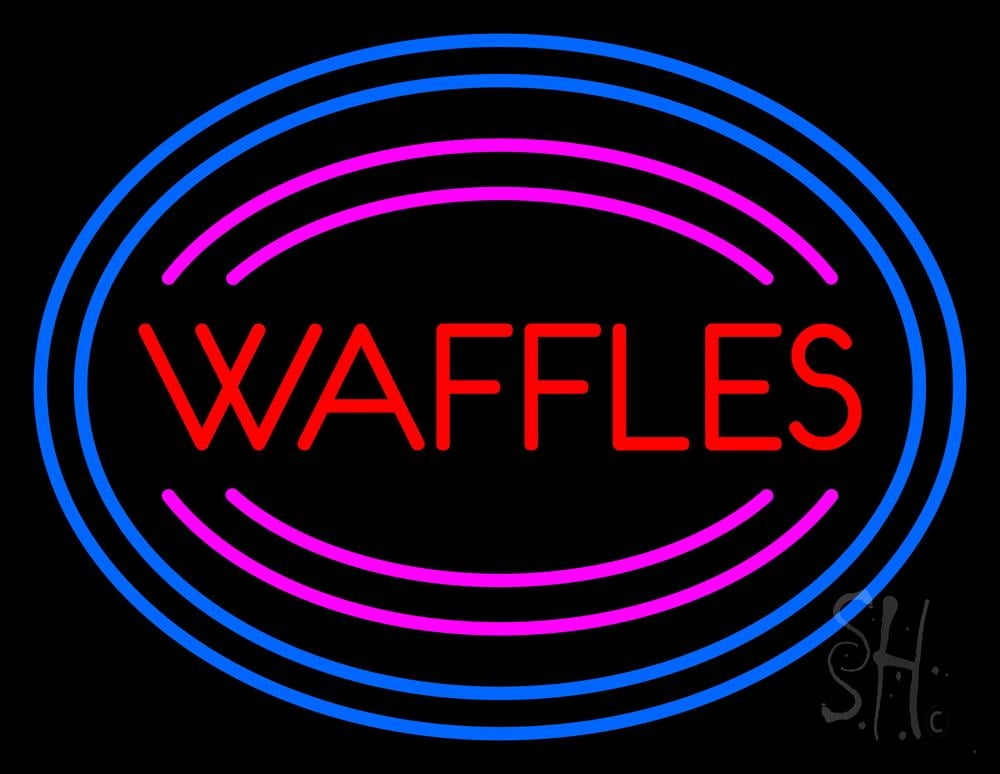 Red Waffles Block LED Neon Sign 15 x 19 - inches, Clear Edge Cut ...