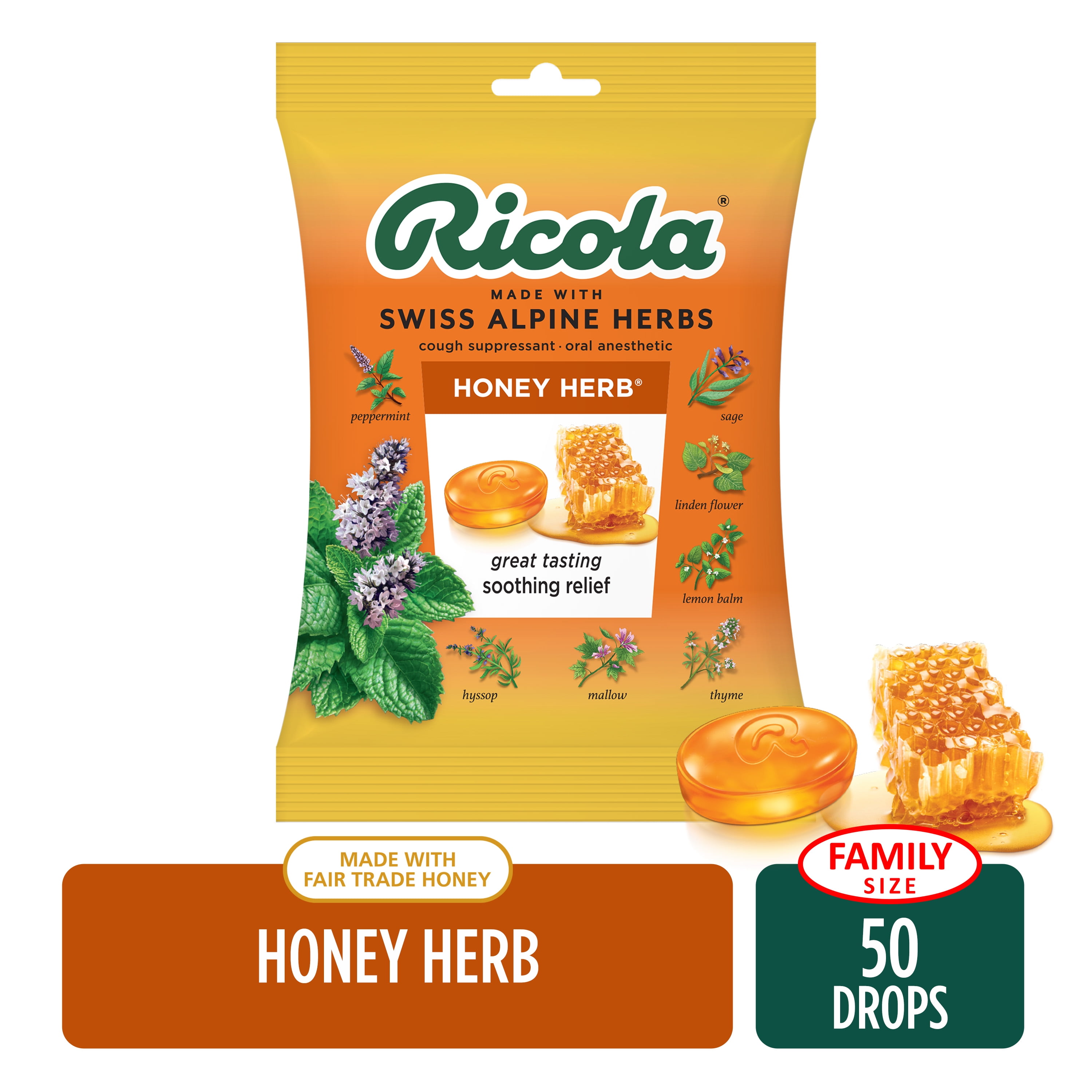 Ricola Cough Drops Honey Herb Case Of 12 50 Count
