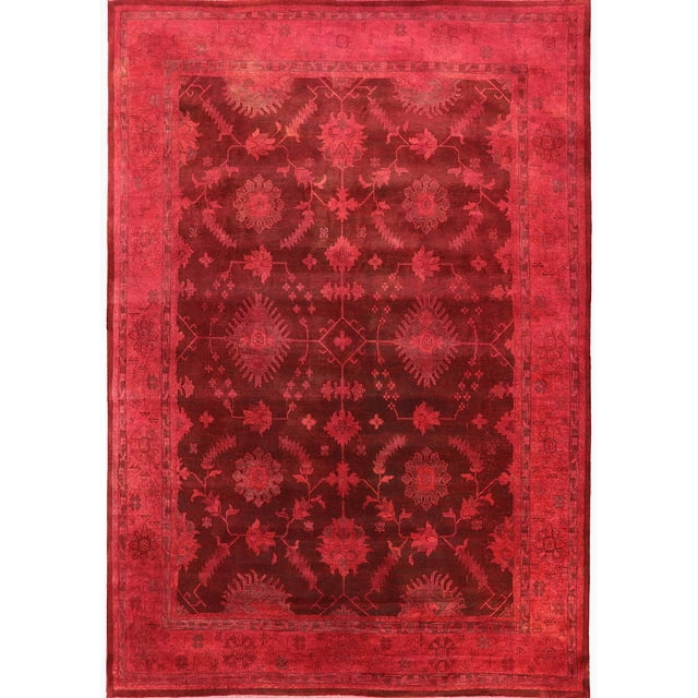 Ahgly Company Indoor Rectangle Mid-Century Modern Red Oriental Area ...