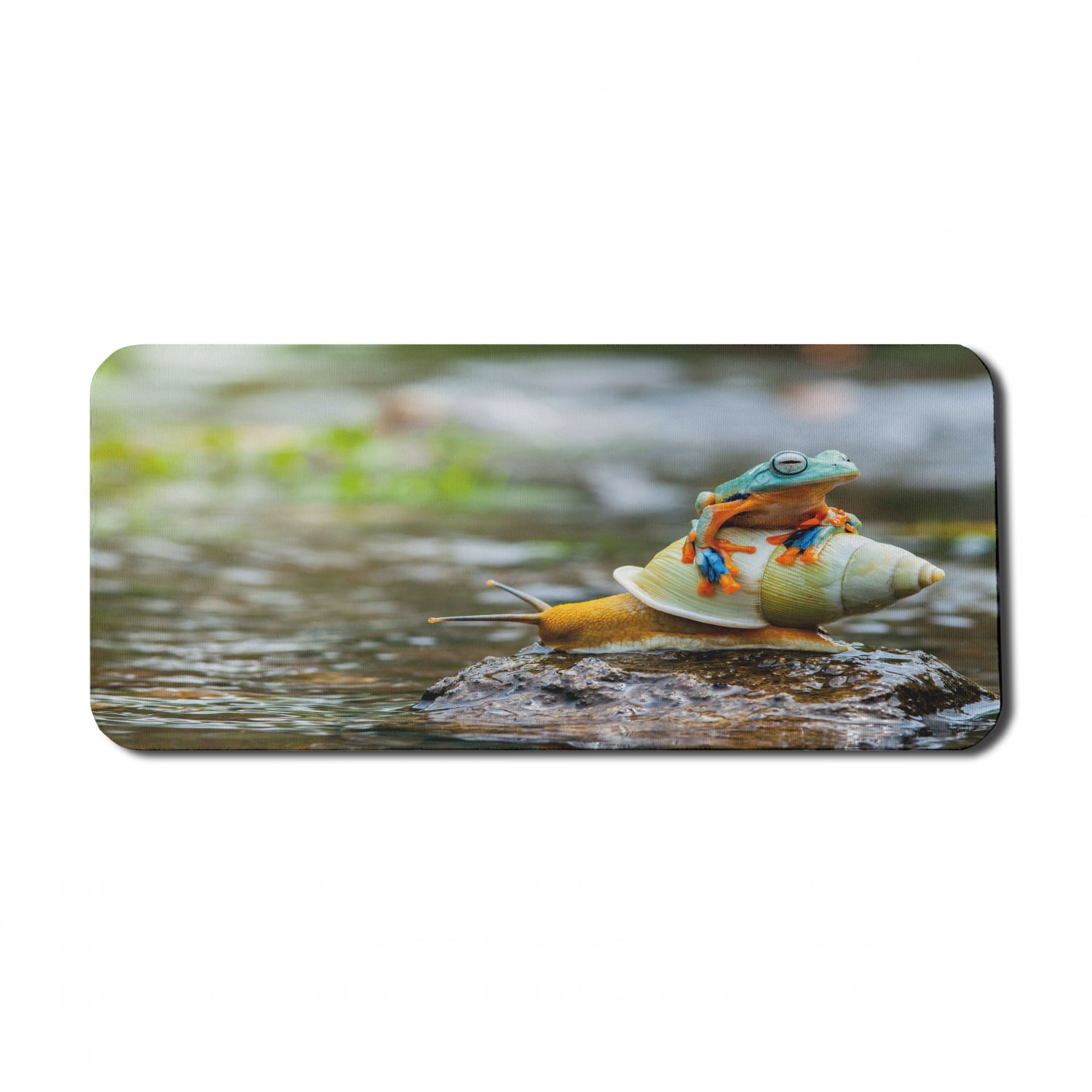 Funny Computer Mouse Pad, Colorful Frog Above the Snail Riverscape ...