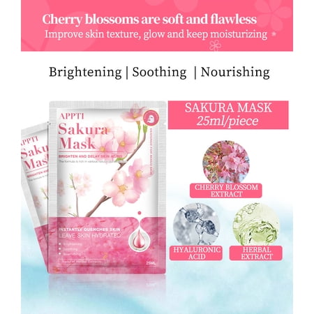 5 Pack Sakura Mask Hydrating Essence Full Facial Mask Skincare Sheet ...