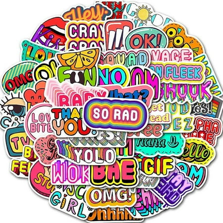 YDJKET 50 English Phrase Series VSCO Style Graffiti Waterproof Stickers ...