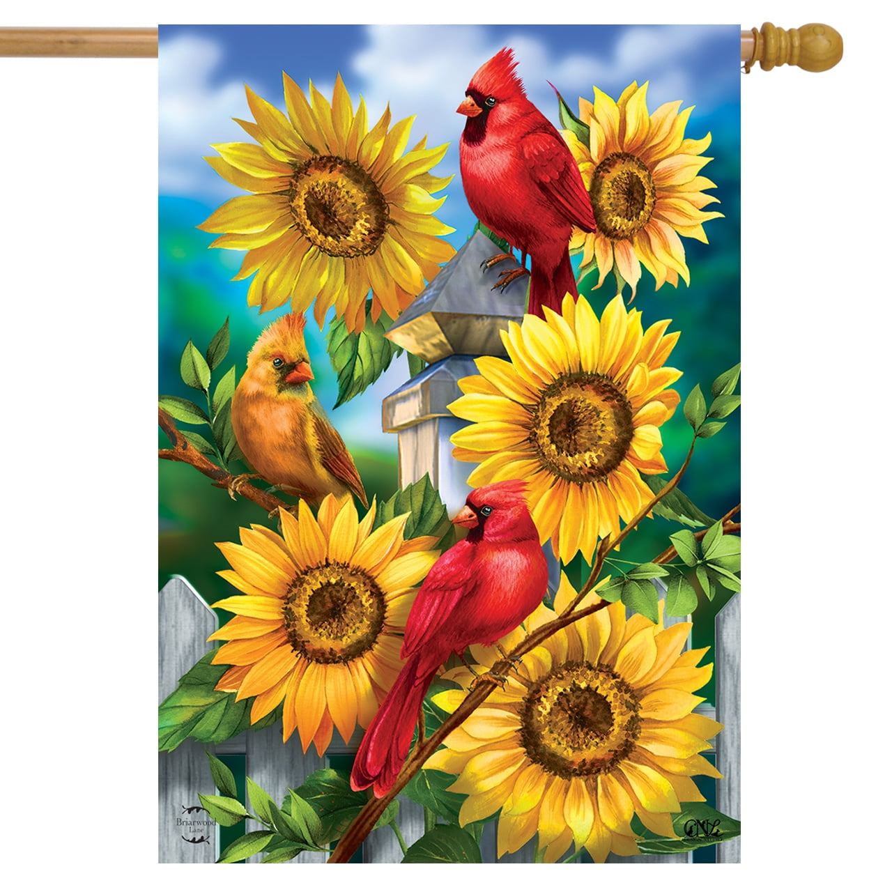 Cardinals And Sunflowers Summer House Flag Floral 28" x 40" Briarwood ...