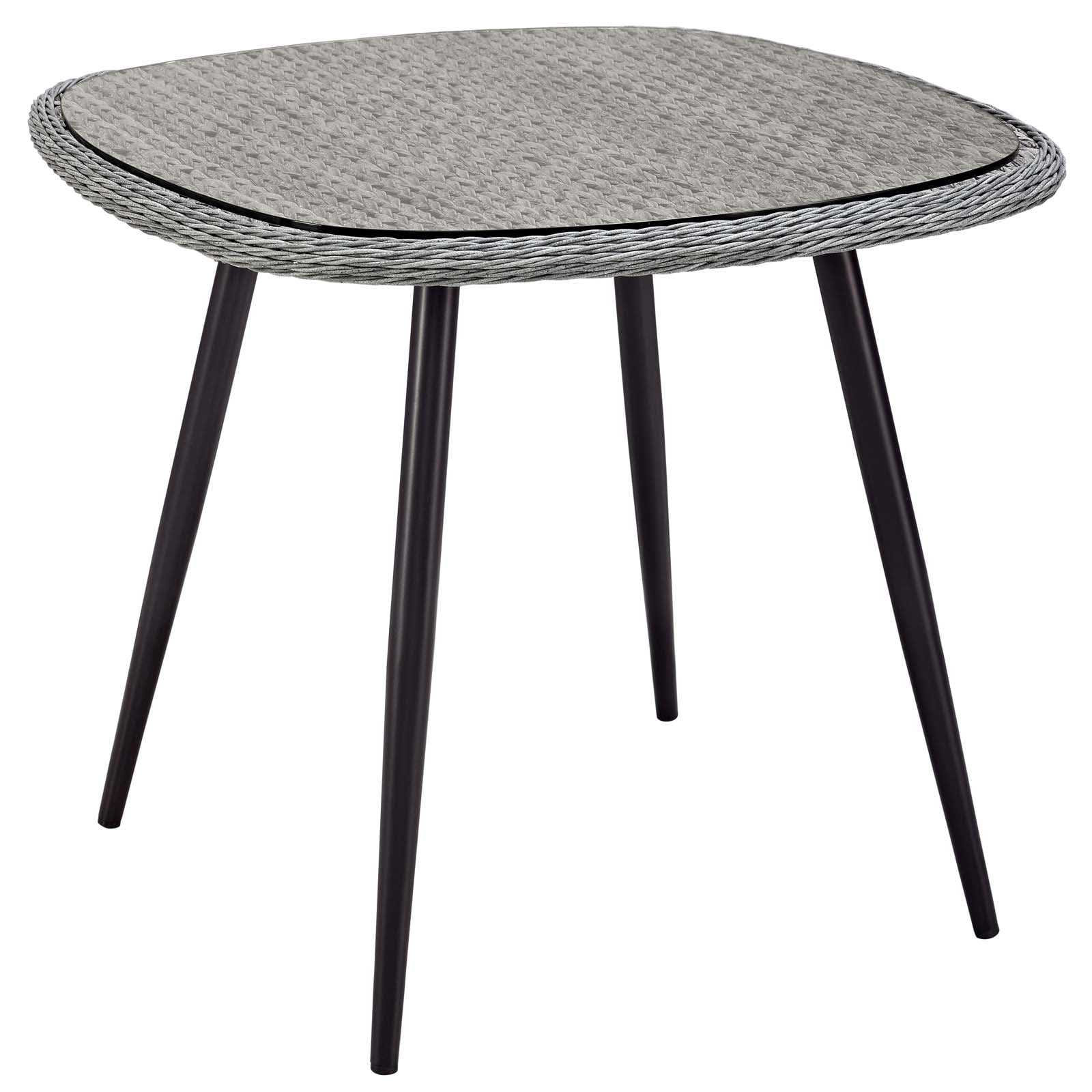 Modway Endeavor 36" Outdoor Patio Wicker Rattan Dining Table in Gray ...