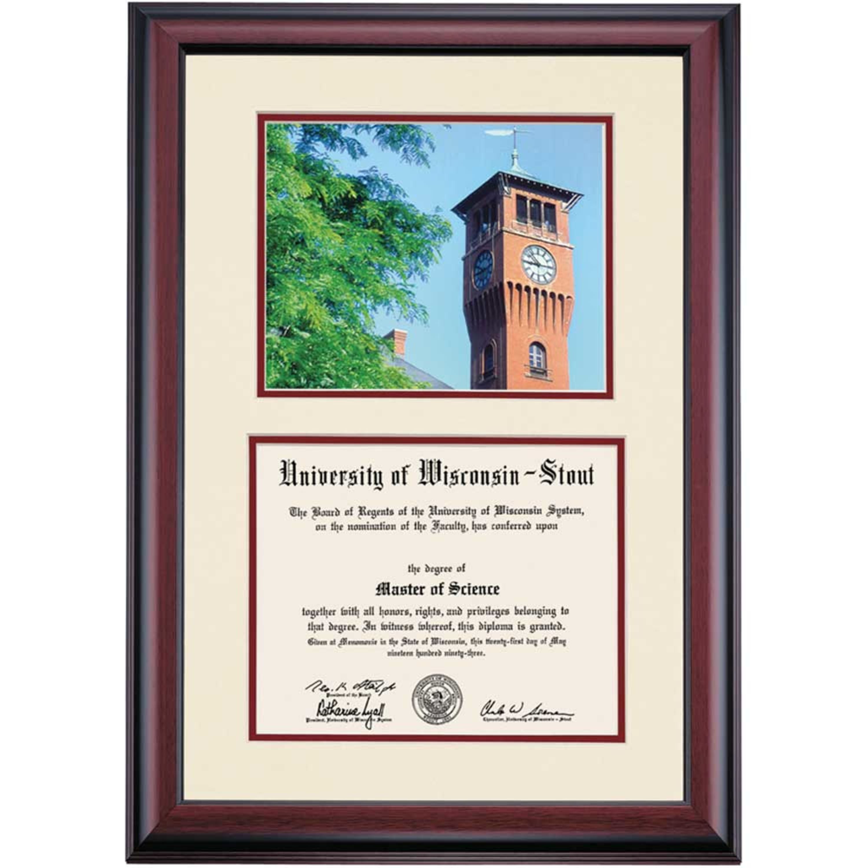 OCM Diploma Frame for Widener University, Ivory/Royal Blue Mat with ...