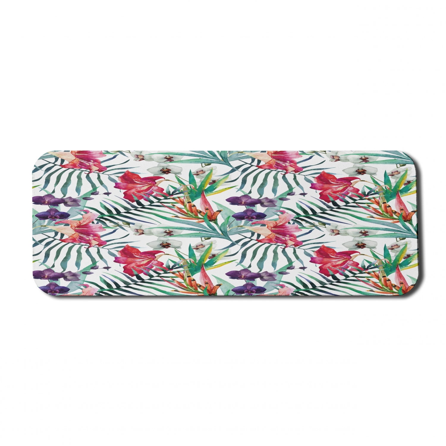 Floral Computer Mouse Pad, Watercolored Tropical Exotic Foliage Vibrant ...