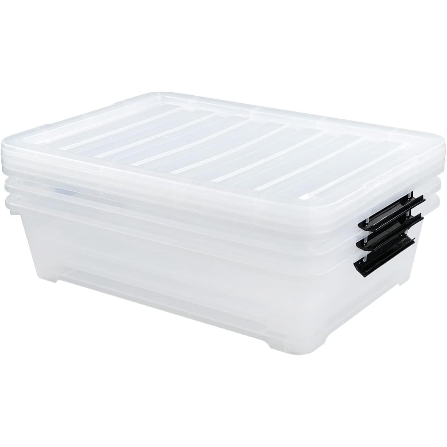 WBTAYB Plastic Underbed Storage Box, 40 Quart Clear Shallow Box with ...