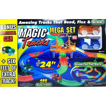 Magic Tracks Mega Set Super Pack with Three Cars and 24 Feet of Tracks ...