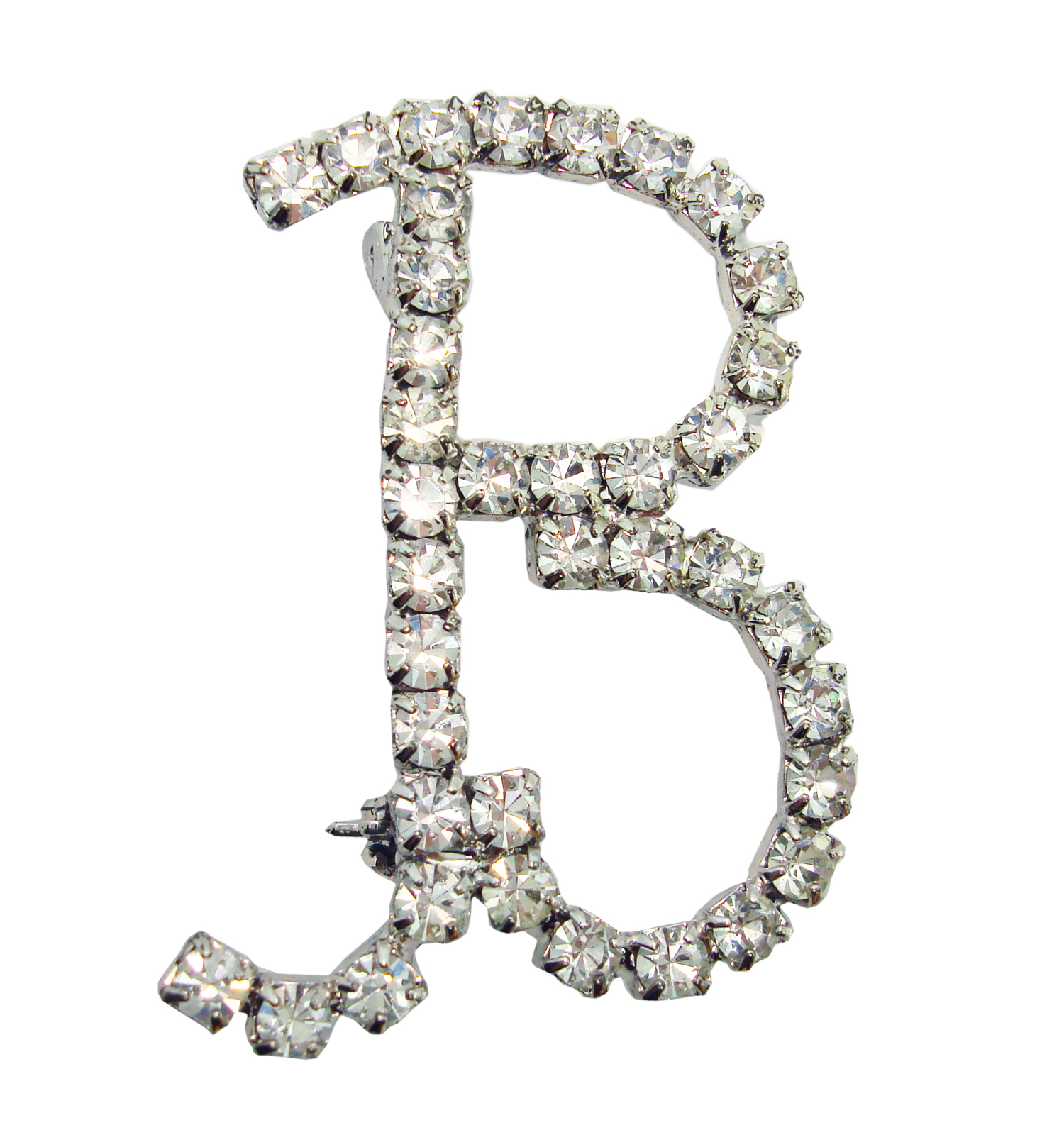 Initial "B" Pin Brooch Pave Rhinestones Silver Tone 1 1/2" - Walmart ...