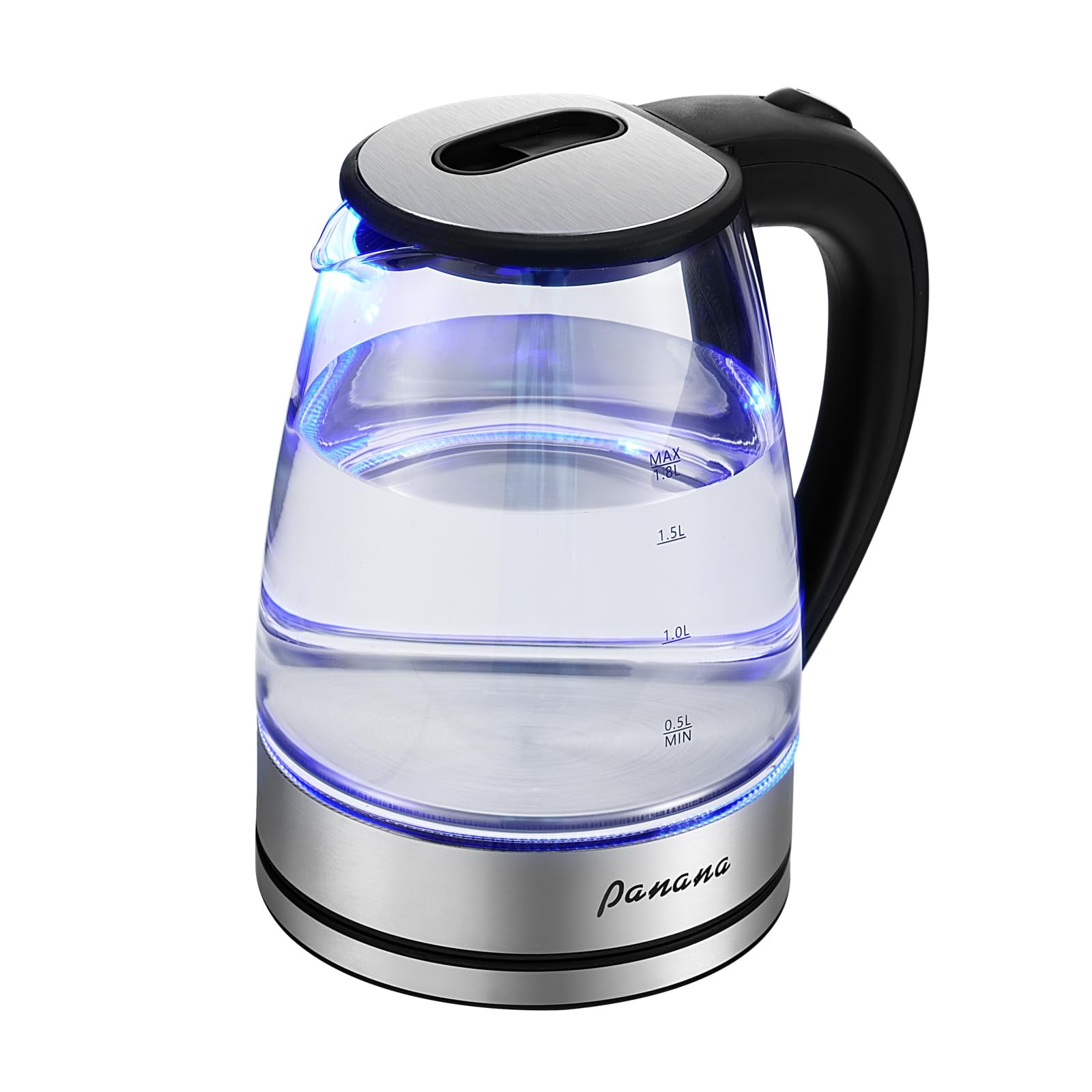 Panana Electric Kettle, 1.8L Glass Kettles with Blue LED, 1200W, Built ...