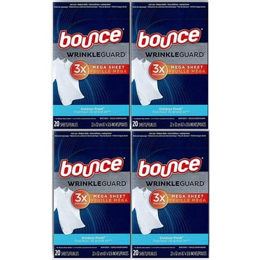 Bounce Wrinkle Guard Mega Dryer Sheets, Outdoor Fresh Scent, 160 Count ...