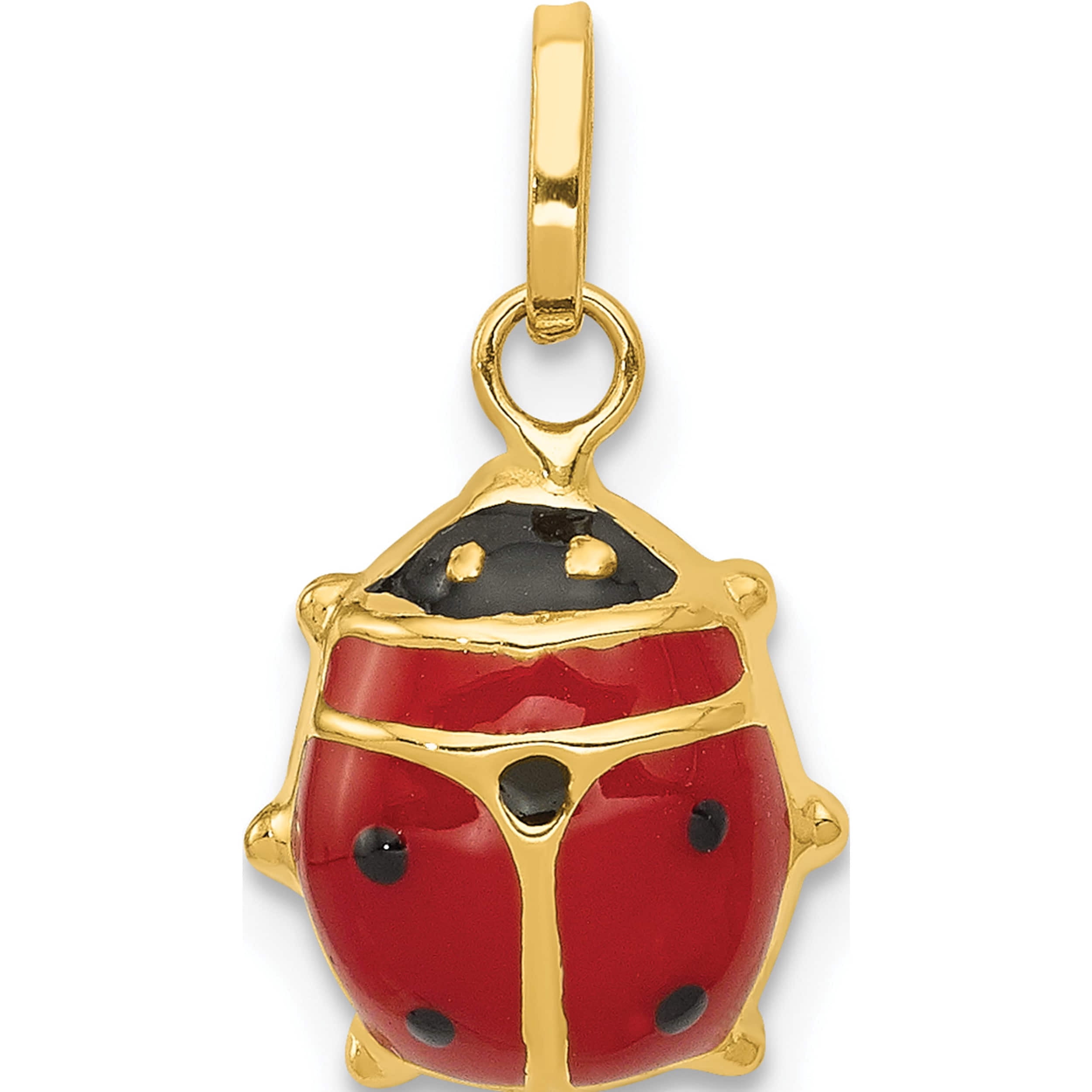 14K Yellow Gold Red Enameled Ladybug Charm (17 X 9) Made In Italy ...