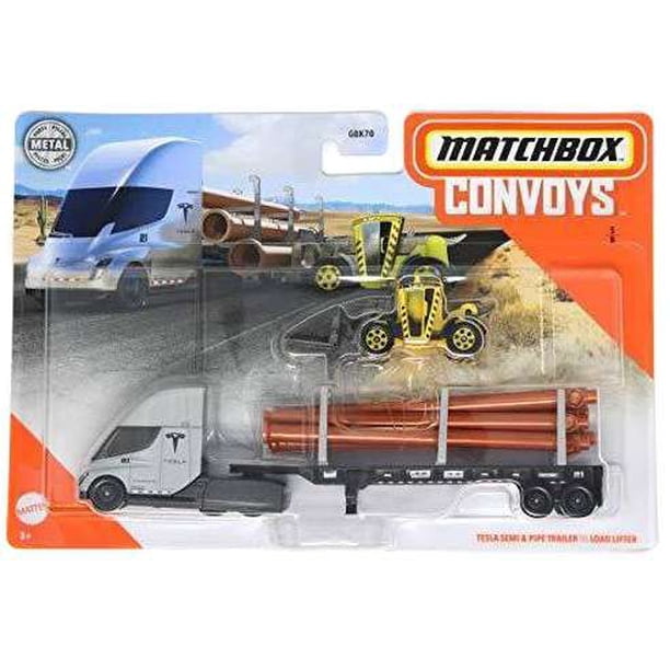 Matchbox Convoys Tesla Semi & Pipe Trailer with Load Lifter Diecast ...