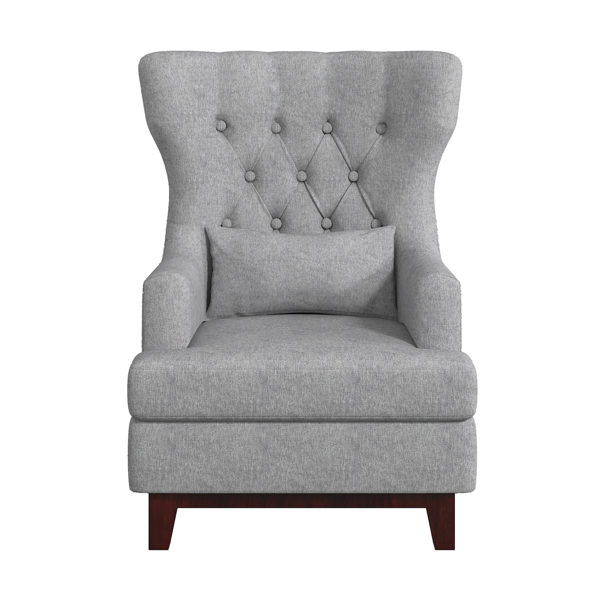 Davi Light Gray Textured Upholstery Tufted Back Wingback Chair ...