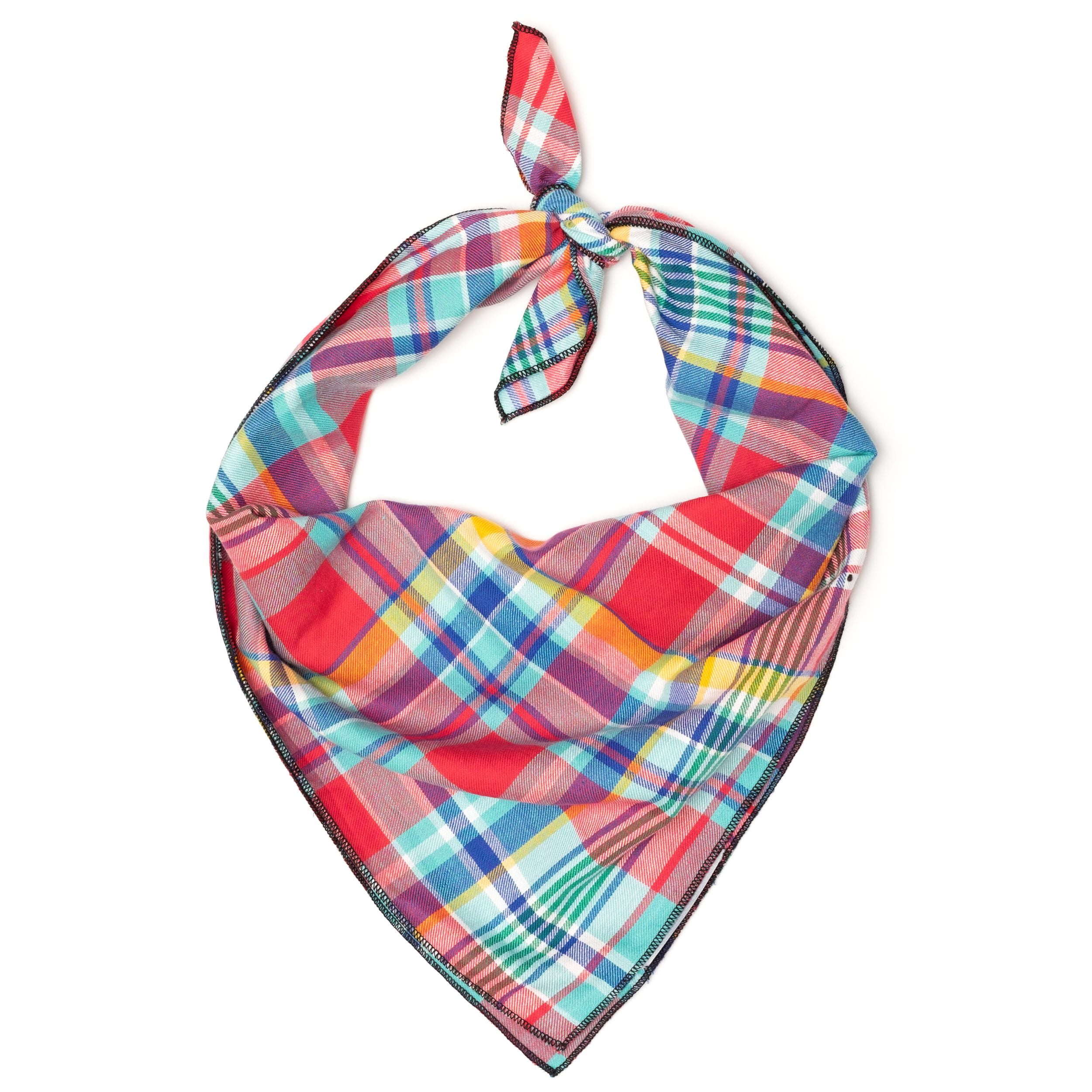 Coral Multi Plaid Bandana - Walmart.com