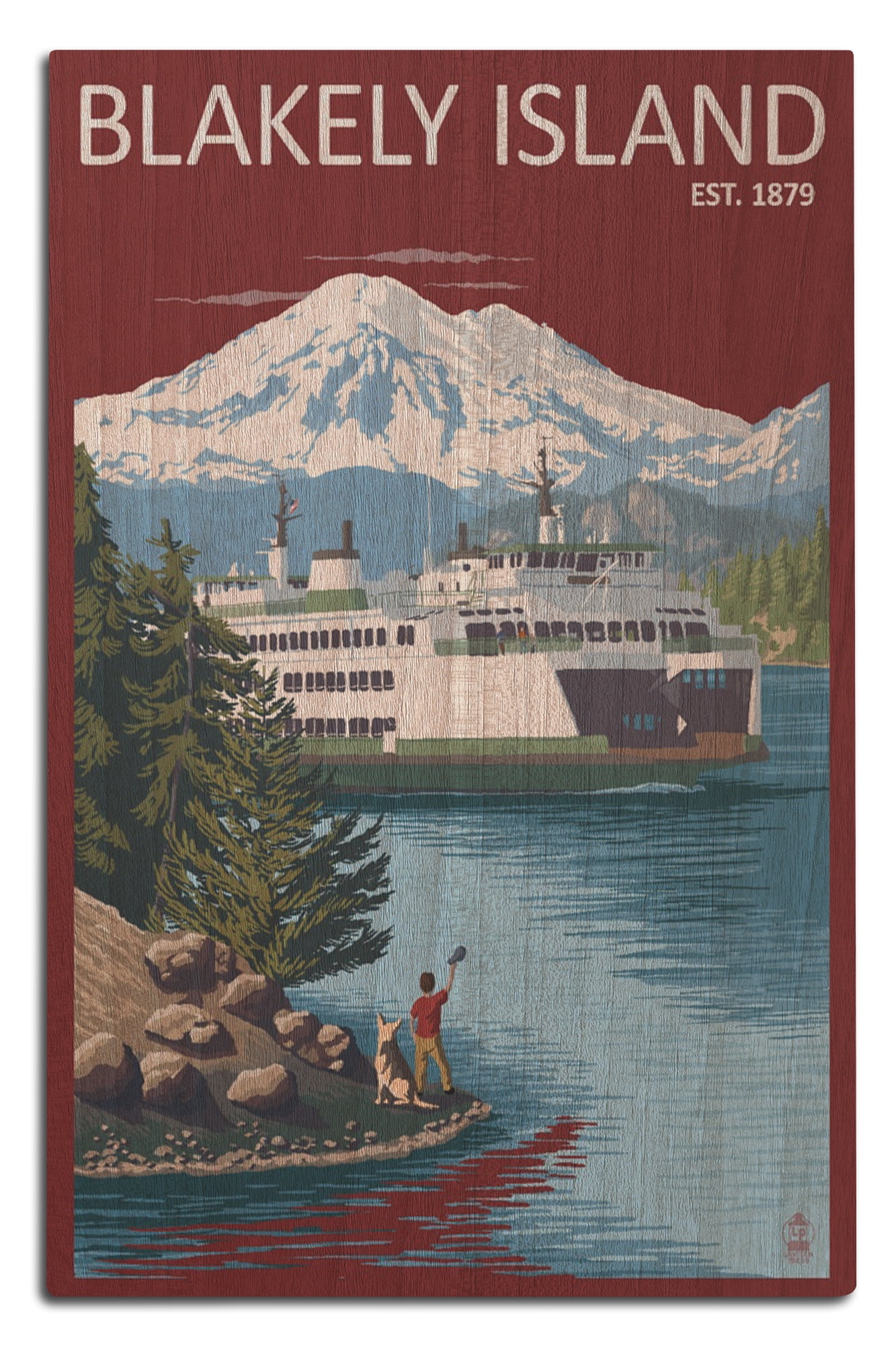 Blakely Island, Washington, Ferry in Passage with Boy Waving Scene ...