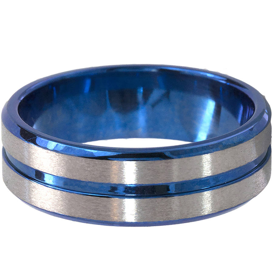 ONLINE - 7mm Tapered Edge Titanium Ring with One Groove Anodized in ...